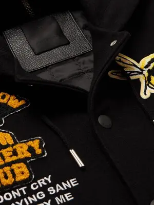 Givenchy Stroy Appliquéd Wool-blend And Leather Hooded Varsity Jacket