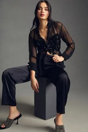 Anthropologie Sequin Longline Bralette