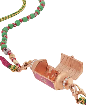MARIE LICHTENBERG Prayers Box Locket 18-karat Rose And Yellow Bead, Enamel And Diamond Necklace