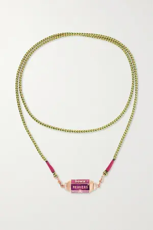 MARIE LICHTENBERG Prayers Box Locket 18-karat Rose And Yellow Bead, Enamel And Diamond Necklace