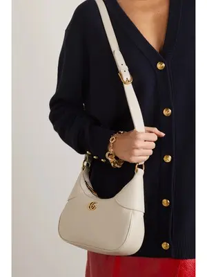 Gucci Aphrodite Chain-embellished Textured-leather Shoulder Bag