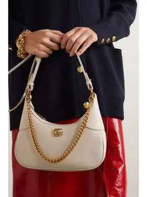 Gucci Aphrodite Chain-embellished Textured-leather Shoulder Bag