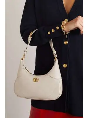 Gucci Aphrodite Chain-embellished Textured-leather Shoulder Bag