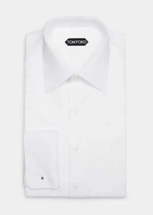 TOM FORD Men's Cotton Piqué Dress Shirt With French Cuffs