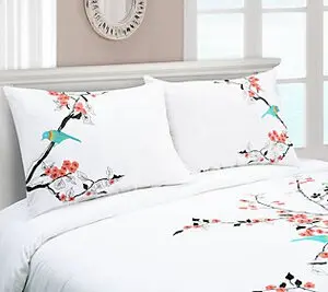 SUPERIOR Cherry Garden Cotton Duvet Cover Set, Ull/queen