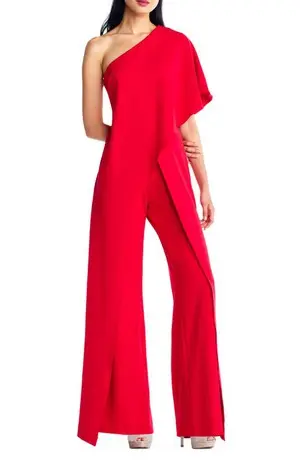 Adrianna Papell One-shoulder Palazzo Jumpsuit - Red