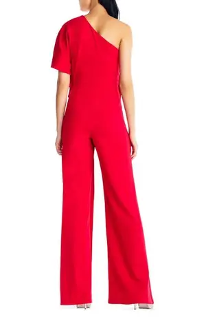 Adrianna Papell One-shoulder Palazzo Jumpsuit - Red