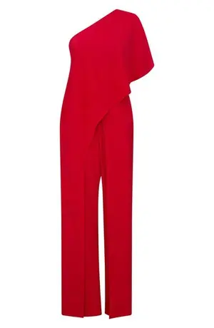 Adrianna Papell One-shoulder Palazzo Jumpsuit - Red