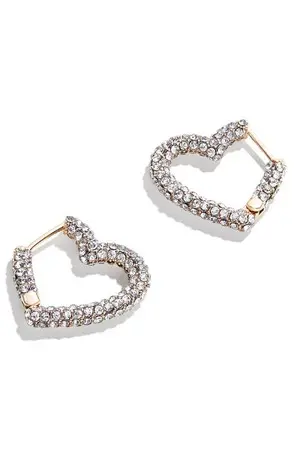Baublebar Velma Pavé Heart Huggie Earrings - Gold