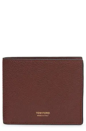 TOM FORD T-line Soft Grain Leather Bifold Wallet Cognac