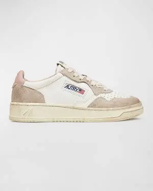 AUTRY Medalist Low-top Mixed Leather Sneakers - White