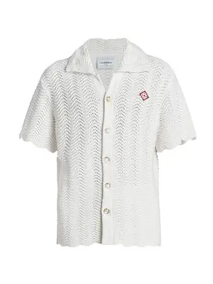 Casablanca Men's Wavy Cotton Knit Shirt - Off White  Off White