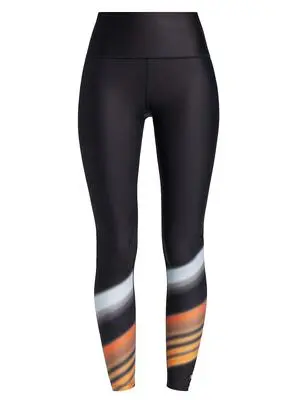 P.E Nation Women's Wave Form High-Rise Compression Leggings - Black  - Black