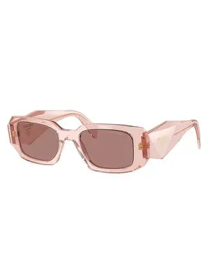Prada 51mm Rectangular Sunglasses Pink Light Brown