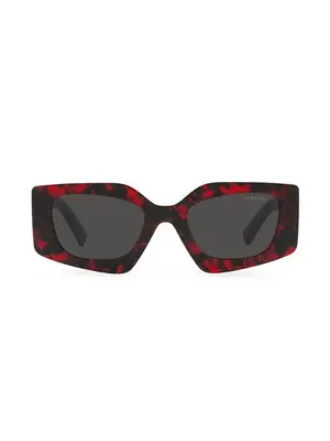 Prada 51mm Rectangular Sunglasses Red Tortoise