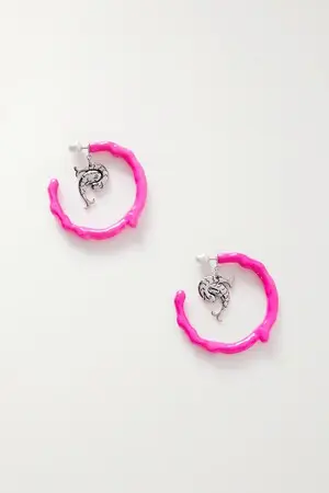 Emilio Pucci Pesci Silver-tone Hoop Earrings - Pink