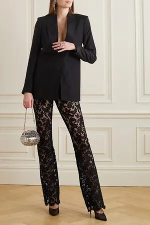 Alessandra Rich Lace Crystal-embellished Flared Pants