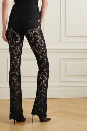 Alessandra Rich Lace Crystal-embellished Flared Pants