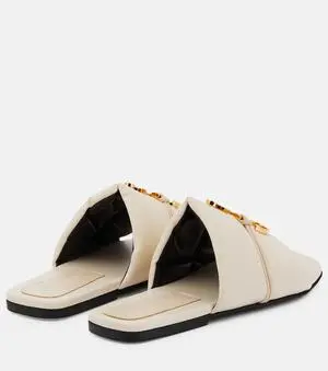 JW Anderson Anchor Leather Slides - Beige
