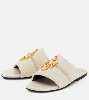 JW Anderson Anchor Leather Slides - Beige