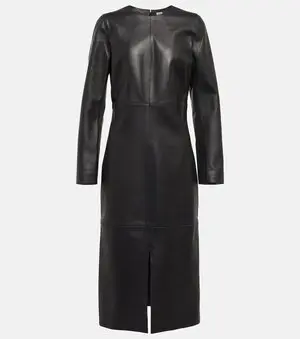 TOTEME Paneled Leather Midi Dress - Black