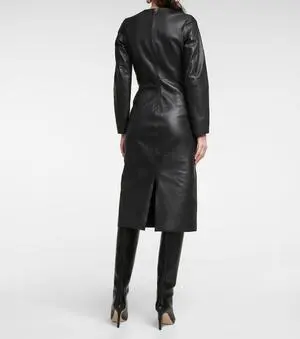 TOTEME Paneled Leather Midi Dress - Black