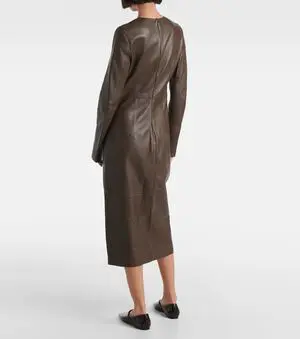 TOTEME Paneled Leather Midi Dress