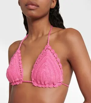 Anna Kosturova Crochet Bikini Top - Pink