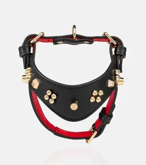 CHRISTIAN LOUBOUTIN Loubiharness Xs Embellished Leather Dog Harness - Black