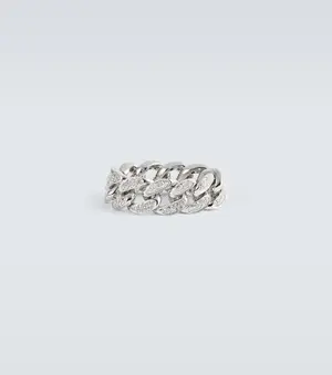 Shay Jewelry 18kt White Gold Link Ring With Diamonds - Silver