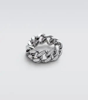 Shay Jewelry 18kt White Gold Diamond Flat Link Ring - Silver