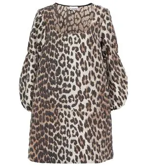 GANNI Jacquard Leopard-print Minidress