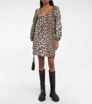 GANNI Jacquard Leopard-print Minidress
