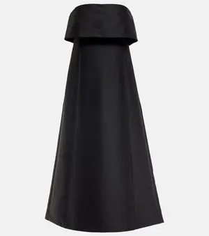 TOTEME Strapless Cotton And Wool-blend Midi Dress