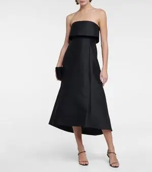 TOTEME Strapless Cotton And Wool-blend Midi Dress