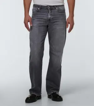 DUE DILIGENCE Wide-leg Distressed Jeans
