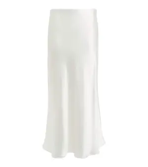 Galvan Satin Midi Skirt - White