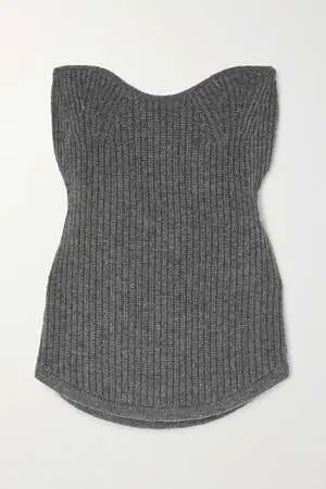 Isabel Marant Blaze Strapless Ribbed Wool And Cashmere-blend Top
