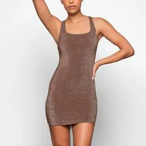 SKIMS Glitter Swim Metallic Dress Jasper
