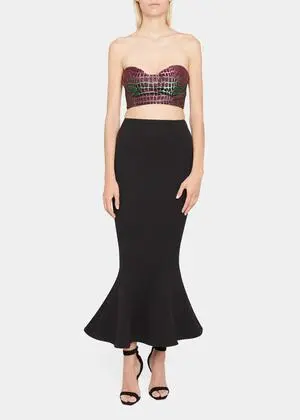 Balmain Flare-Hem Midi Skirt - Black