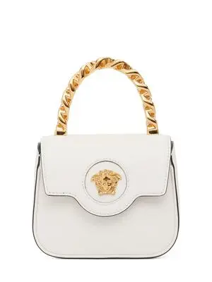 Versace Mini Medusa Leather Top Handle Bag - Optic White