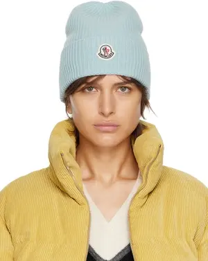 Moncler Moncler Blue Logo Beanie - 709 Blue