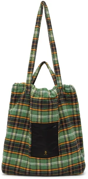 R13 R13 Green Oversized Tote Bag - Green Plaid