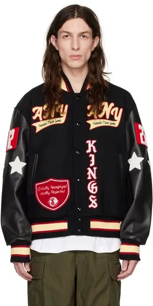 AWAKE NY Awake NY Black 'Corazón' Bomber Jacket - Black/black