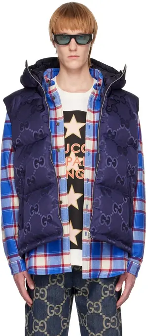Gucci Gucci Navy Jumbo GG Vest - 4348 Tide/mix