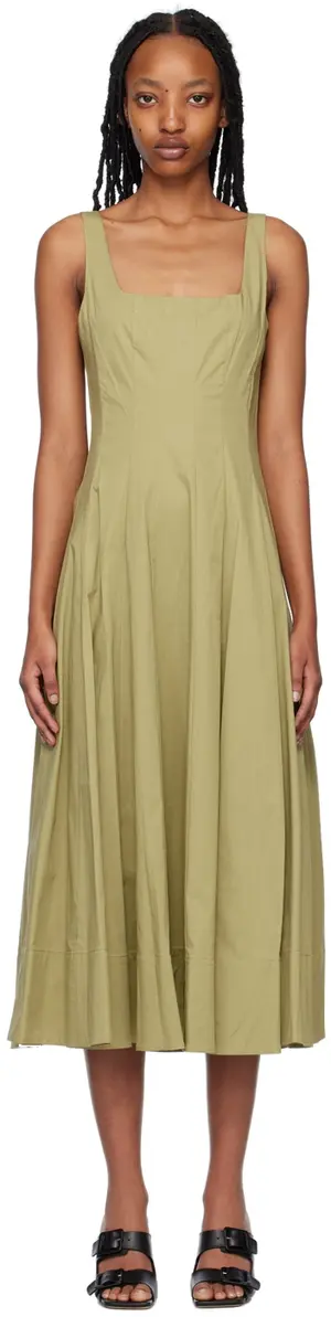 Staud Staud Khaki Wells Midi Dress - Khaki