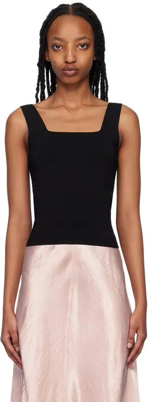 Vince Vince Black Square Neck Tank Top - Black-001blk