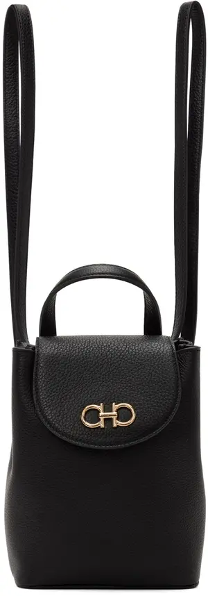 FERRAGAMO Ferragamo Black Mini Gancini Backpack - 001 Nero