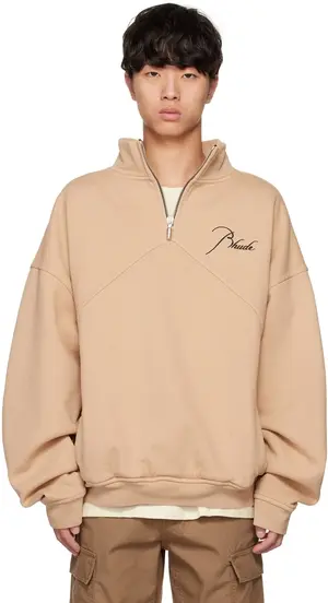 Rhude Rhude Beige Half Zip Sweatshirt Sand