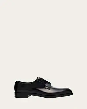 Prada Brushed Leather Derby Shoes - Black